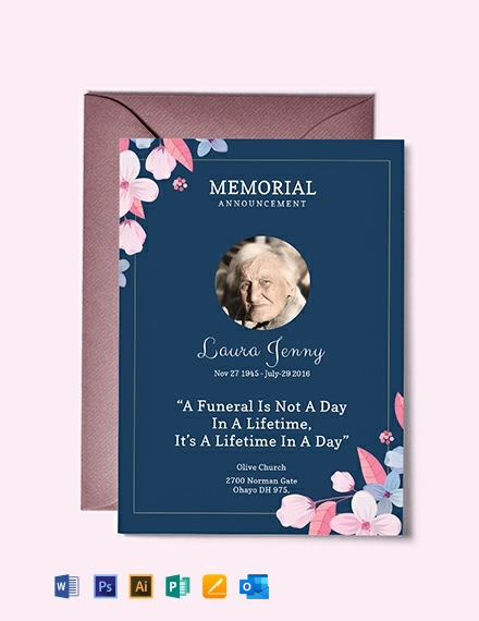 Memorial Service Announcement Invitation Template Google Docs 