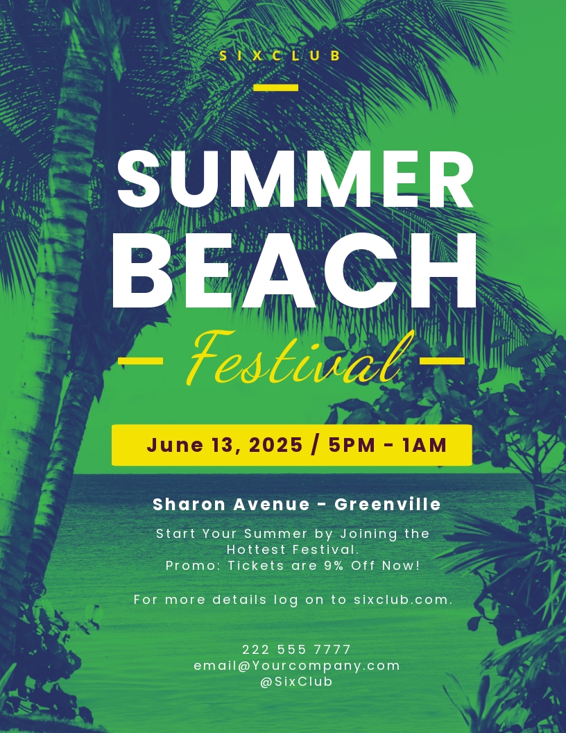 Free Summer Beach Event Flyer Template