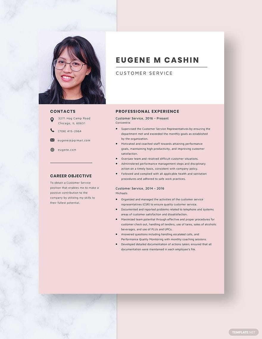 Customer Service Resume - Word, Apple Pages | Template.net