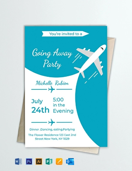 Going Away Party Invitation Template Illustrator Word Outlook 