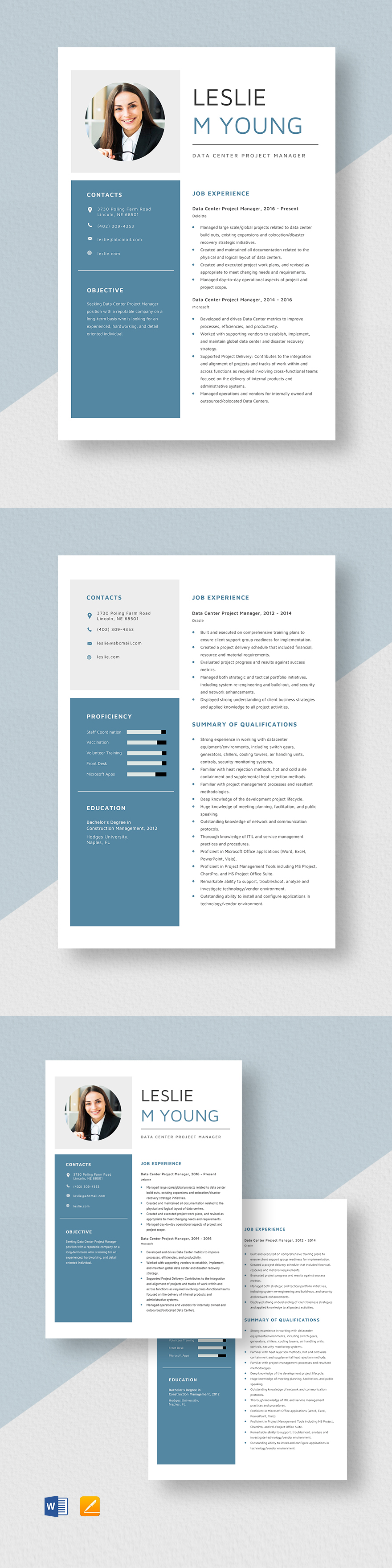 Modern Project Manager Resume Template - Word, Apple Pages, PSD ...