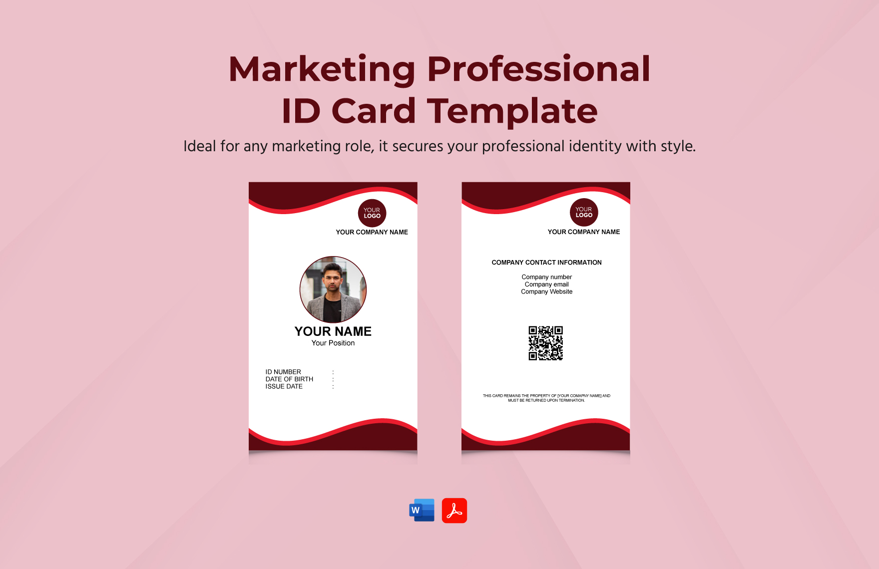 Free Professional ID Card Template - Download in Word, Illustrator, PSD ...