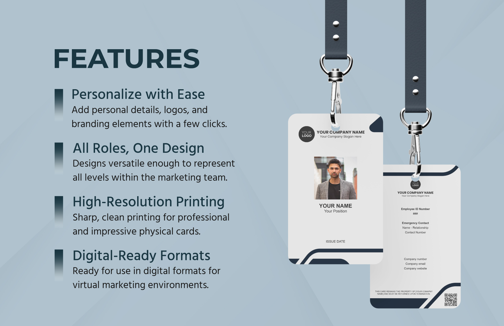 Corporate Marketer ID Card Template - Download in Word, PDF | Template.net