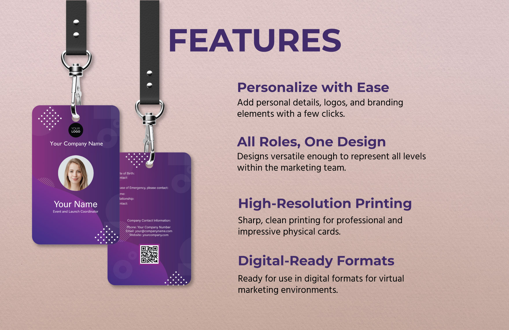 Event and Launch Coordinator ID Card Template - Download in Word, PDF ...