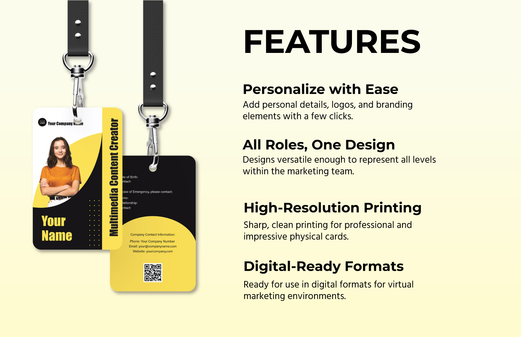 Multimedia Content Creator ID Card Template - Download in Word, PDF ...