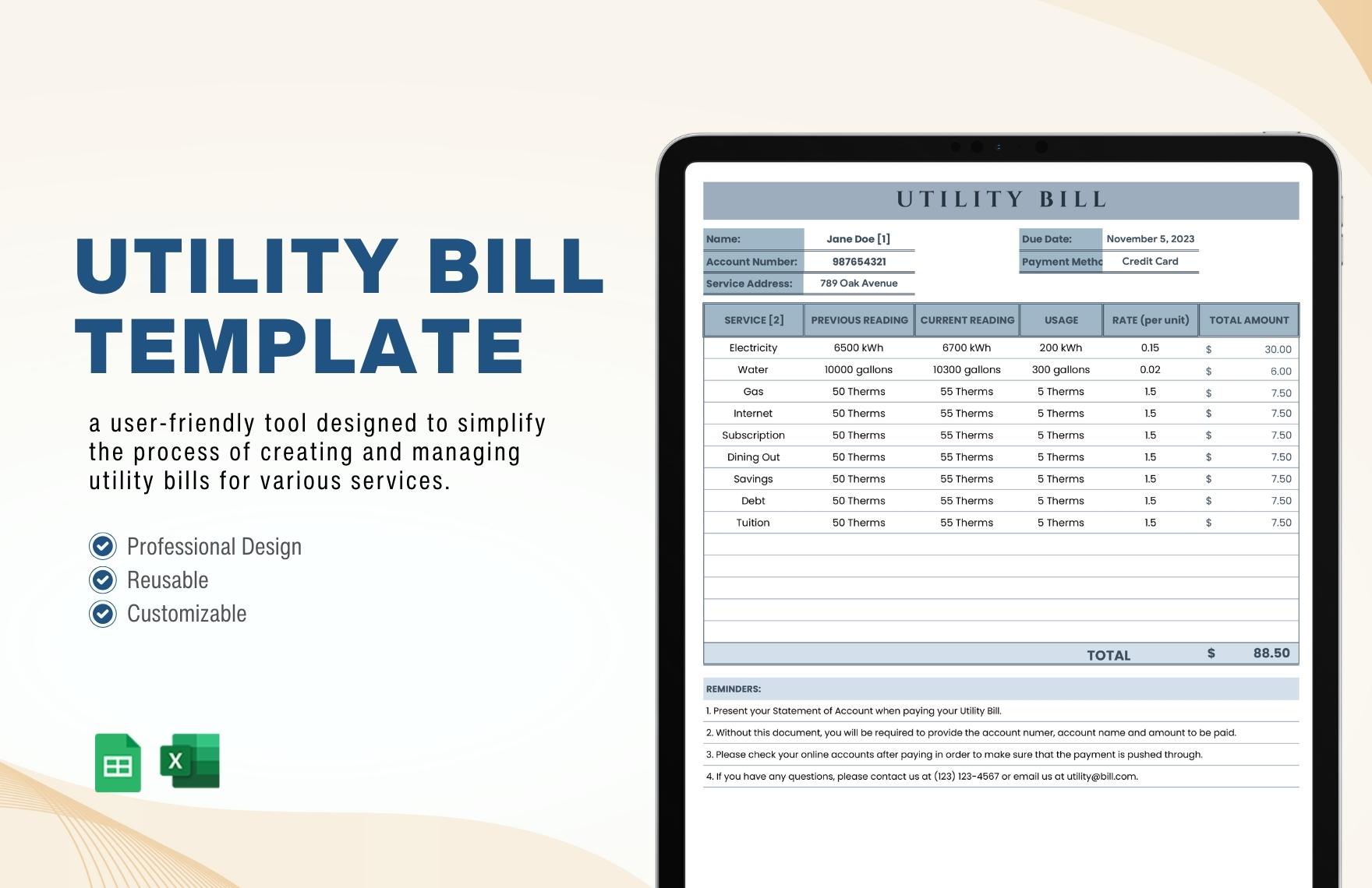 Free Bill Sheet Templates Editable And Printable Free Bill Sheet Templates Editable And Printable