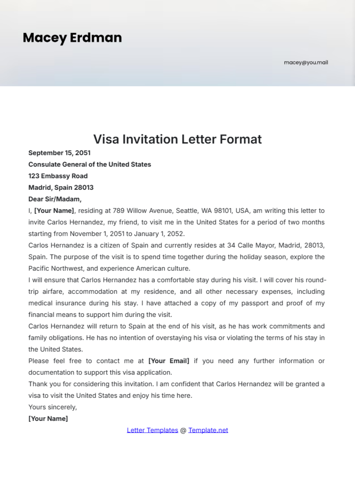Free Visa Invitation Letter Format Template To Edit Online Free Visa Invitation Letter Format Template To Edit Online