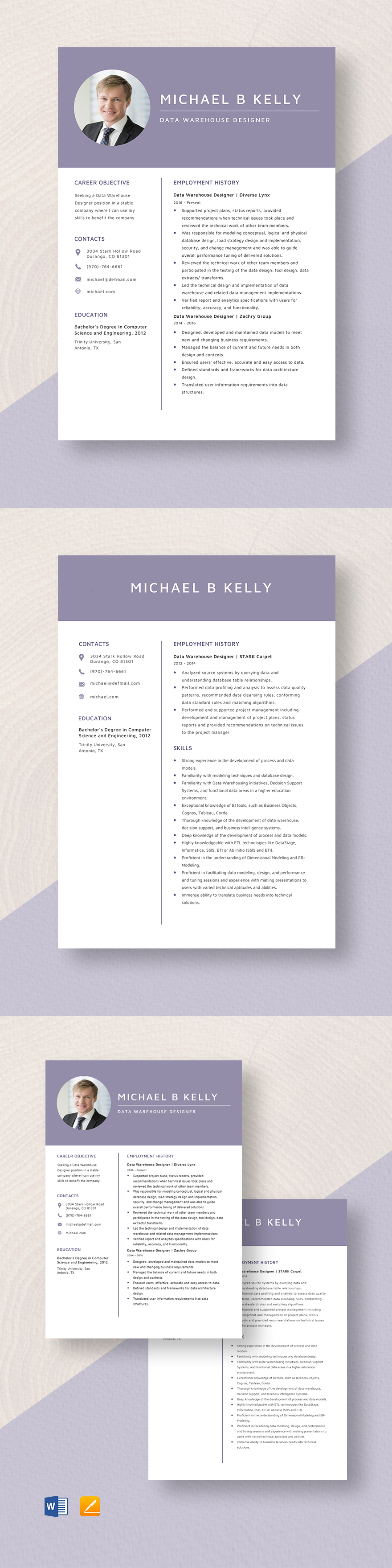 UX Designer Resume Template - Illustrator, InDesign, Word, Apple Pages ...