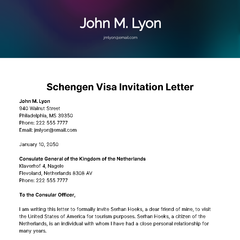 Schengen Visa Invitation Letter Sle Business Visa Requirements