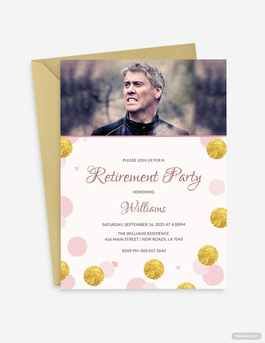Modern Retirement Party Invitation Template Illustrator PSD 
