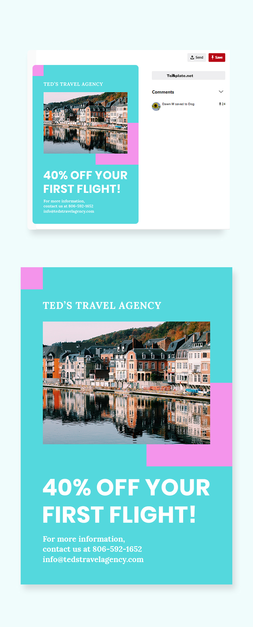Free Simple Travel Agency Pinterest Pin Template - PSD | Template.net