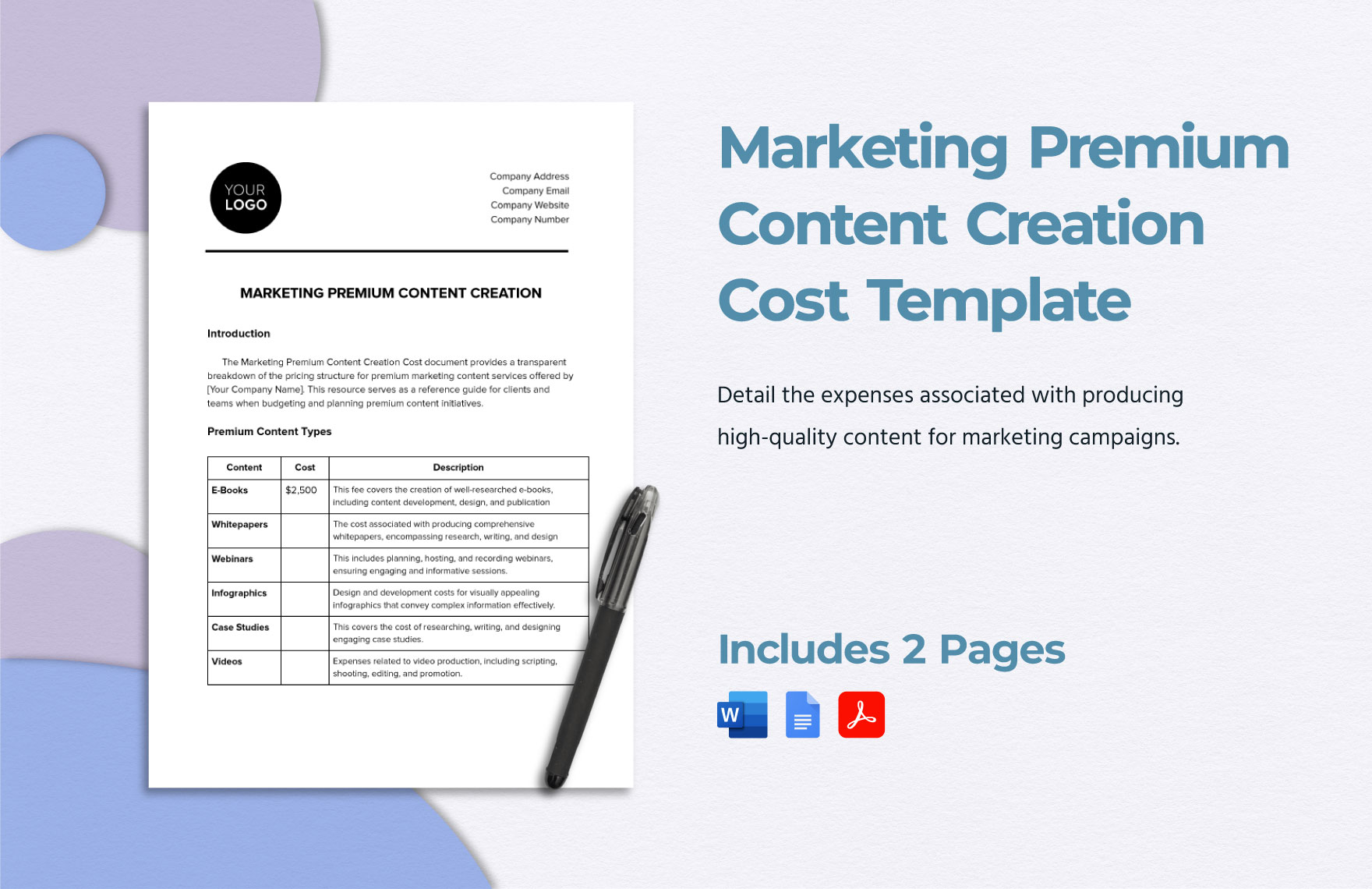 Editable Cost Sheet Templates In Word To Download Editable Cost Sheet Templates In Word To Download
