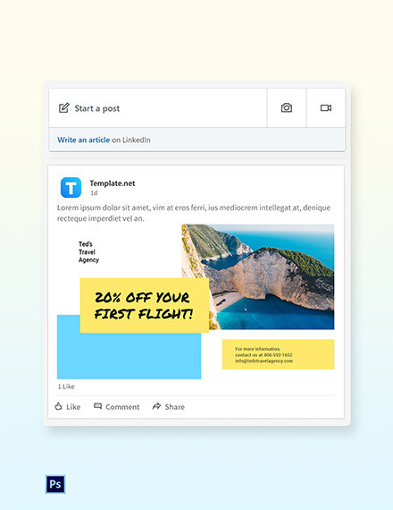Free Travel Agency LinkedIn Blog Post Template - Download in PSD ...