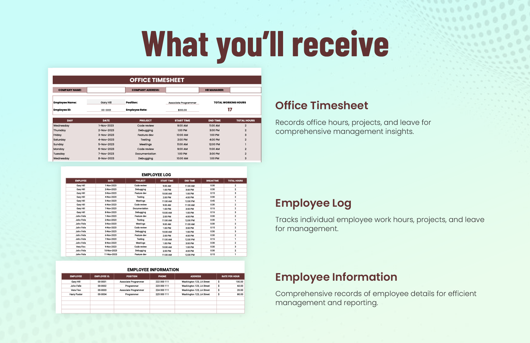 Office Timesheet Template - Download in Excel, Google Sheets | Template.net