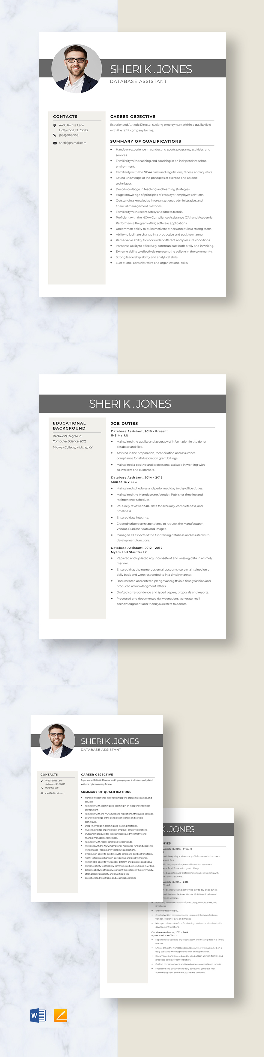 Database Assistant Resume Template - Word, Apple Pages | Template.net