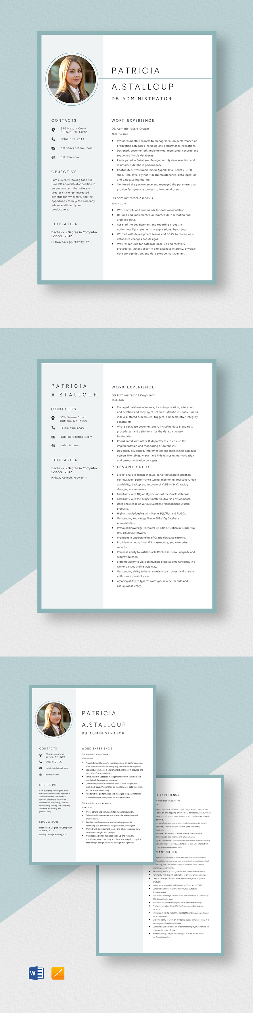 DB Administrator Resume Template - Word, Apple Pages | Template.net