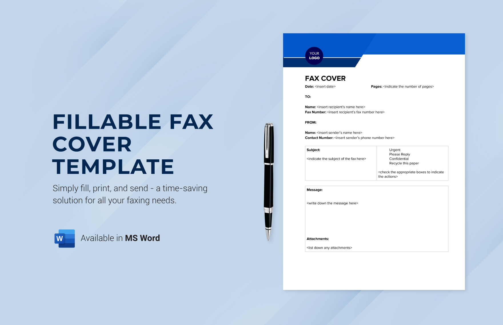 Fillable Fax Cover Template - Download in Word | Template.net