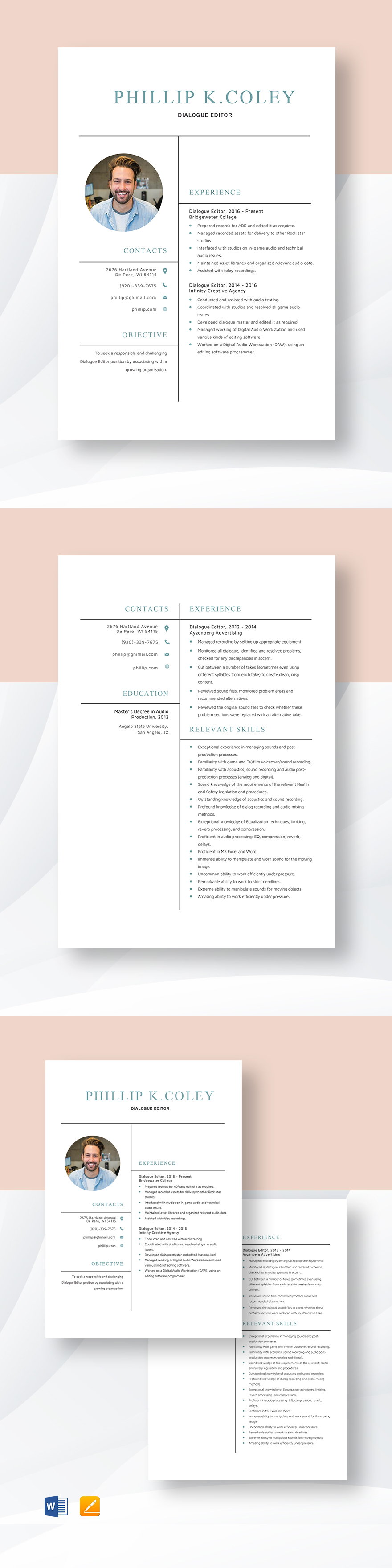 Free Dialogue Editor Resume Template - Word, Apple Pages | Template.net