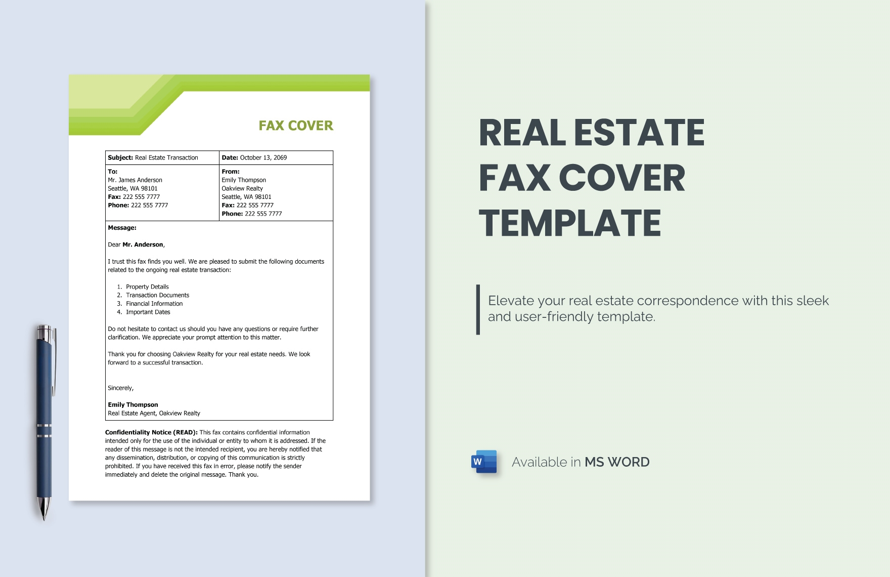Real Estate Fax Cover Template - Download in Word | Template.net