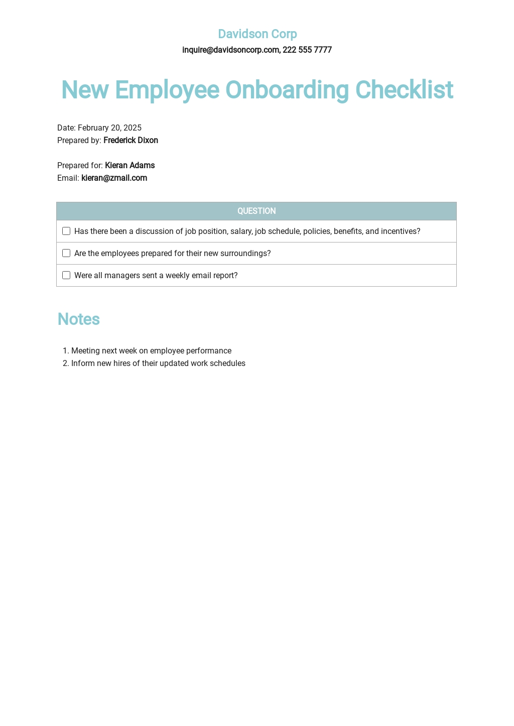Onboarding Template
