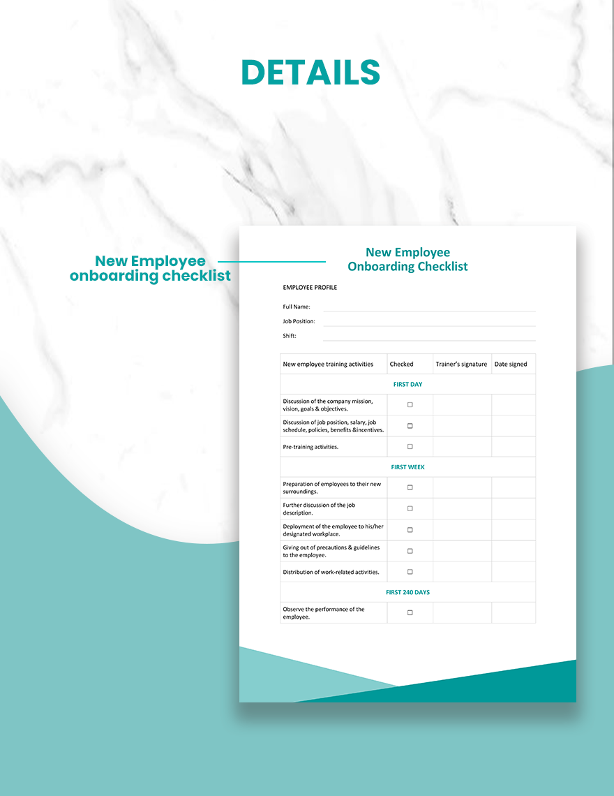 New Employee Onboarding Checklist Template - Google Docs, Word, Apple ...