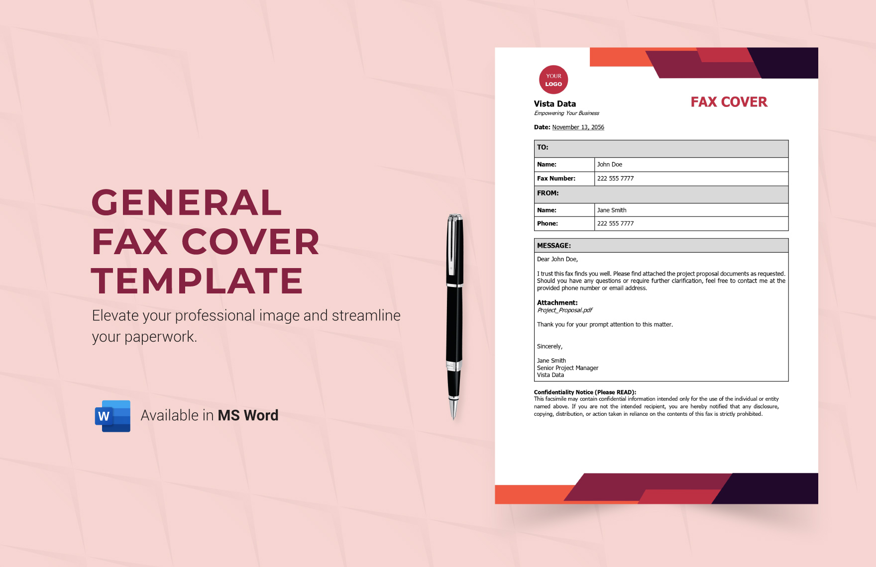 General Fax Cover Template - Download in Word | Template.net