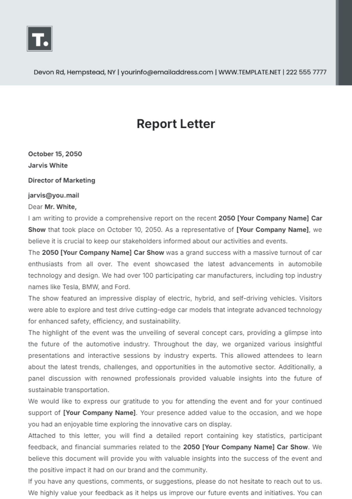 Free Report Letter Template To Edit Online Free Report Letter Template To Edit Online