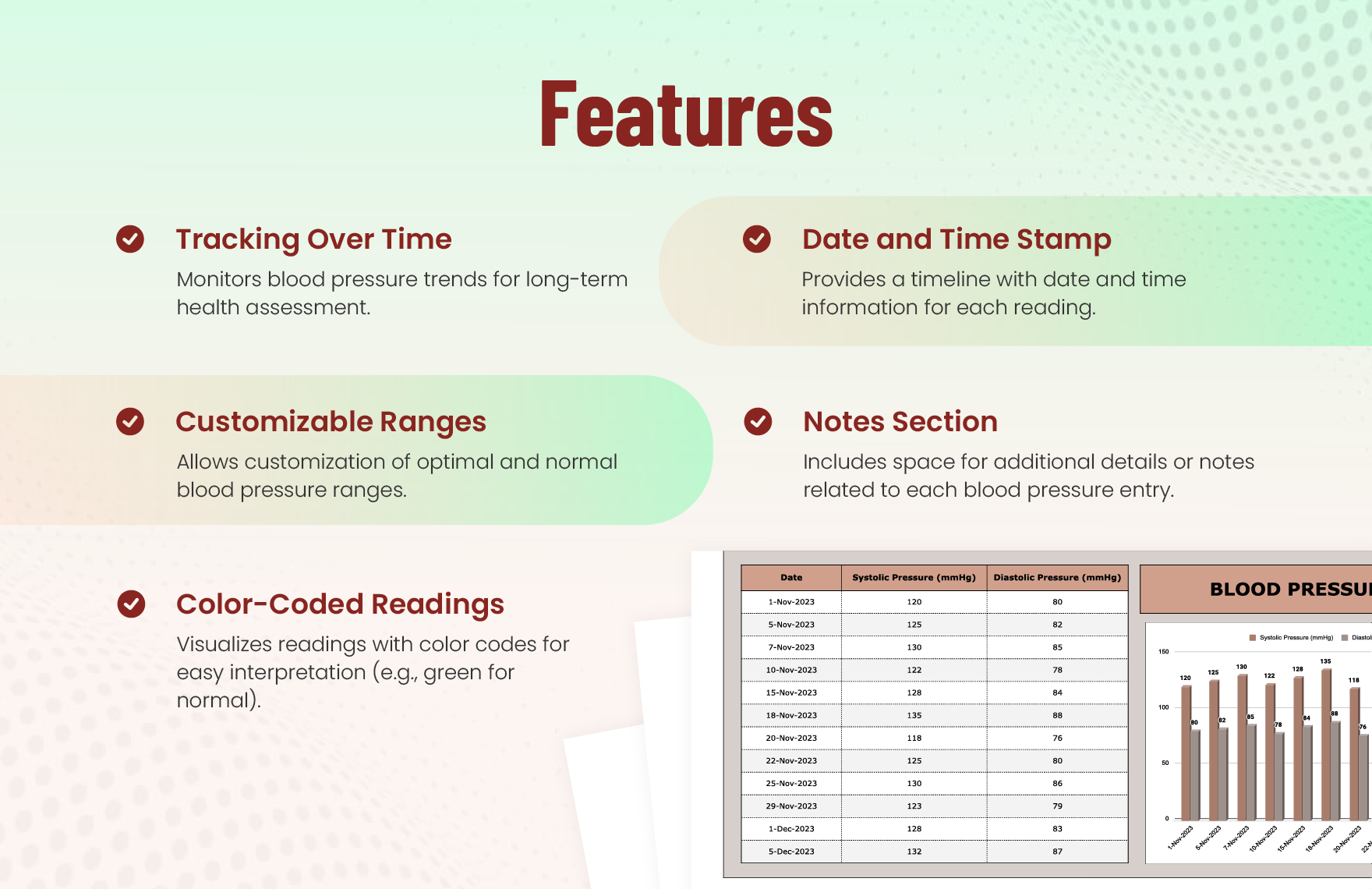 Free Blood Pressure Chart Template - Download in Excel, Google Sheets ...