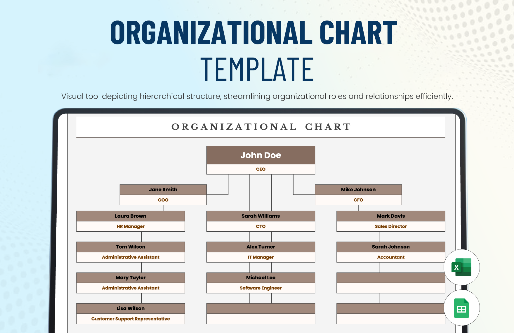 Editable Hierarchy Organizational Chart Templates In Excel To Download