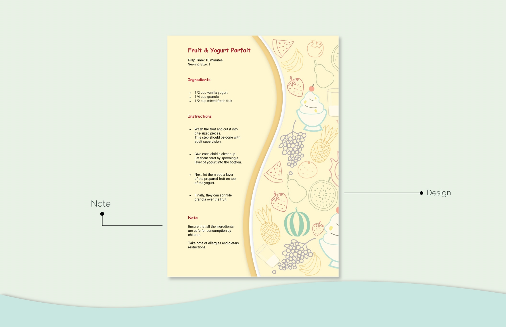 Free Kindergarten Recipe Template - Download in Word | Template.net