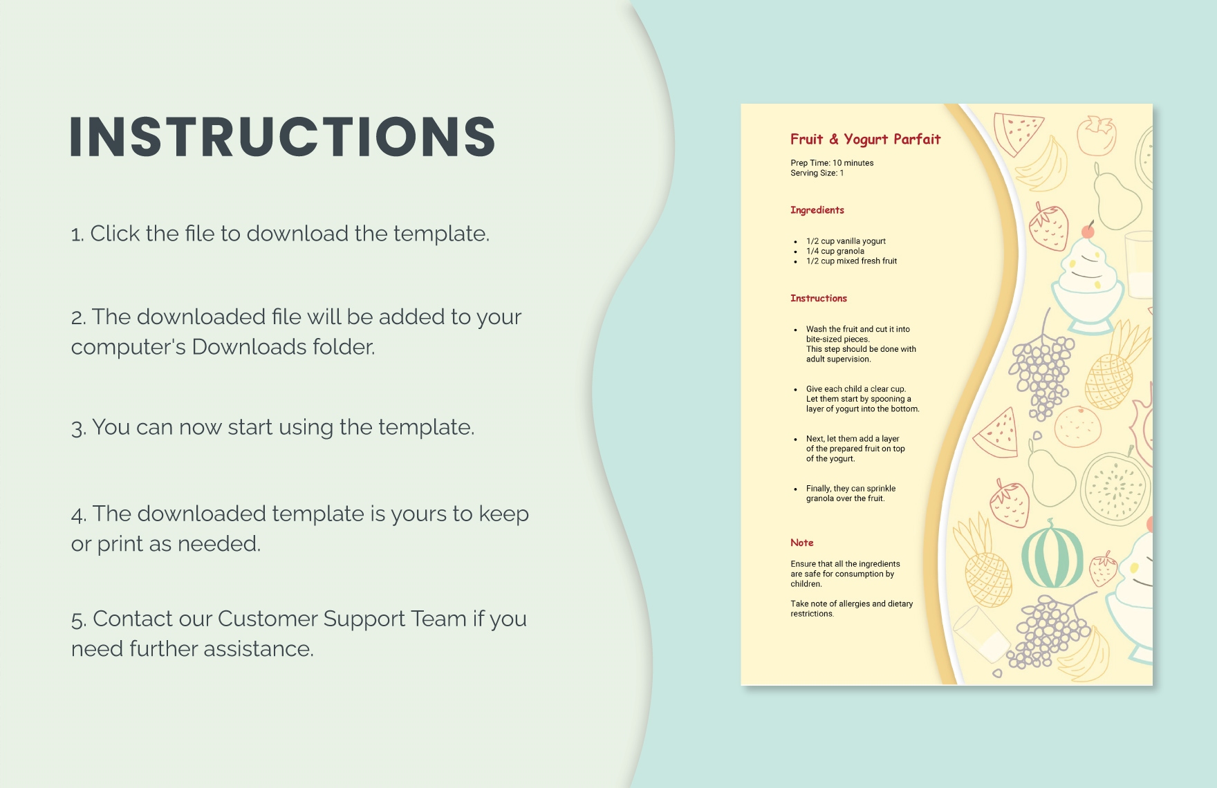 Free Kindergarten Recipe Template - Download in Word | Template.net