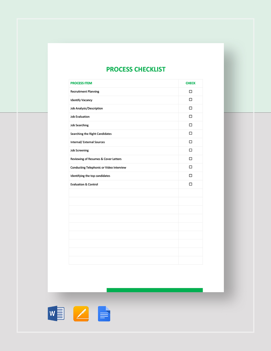 Process Checklist Template 20 Editable Checklists Excel Word PDF Process Checklist Template 20 Editable Checklists Excel Word PDF