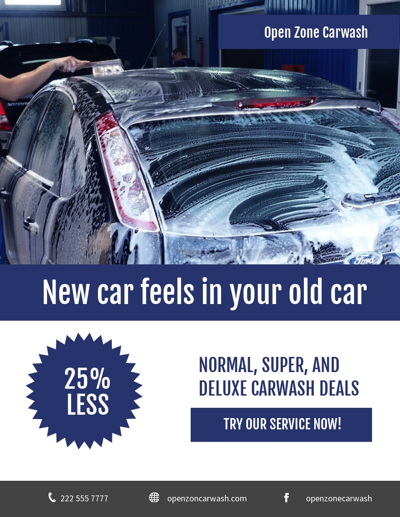 Car Cleaning Service Flyer Template [Free PDF] - Word (DOC) | PSD ...