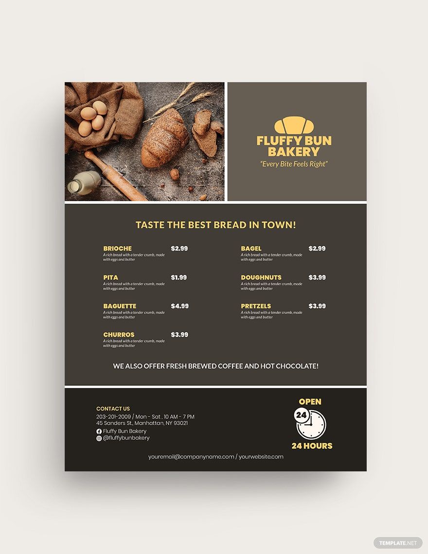 Food Menu Bakery Flyer Template In Photoshop Publisher Illustrator 