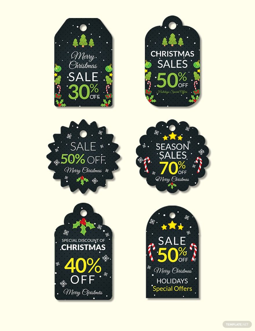 Christmas Sale Tag Template Download In PSD Template