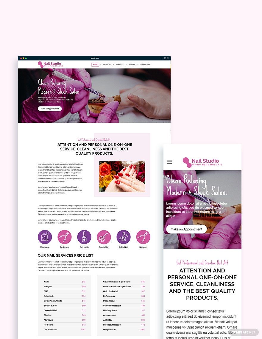 Free Nail Studio Bootstrap Landing Page Template Download In HTML5 
