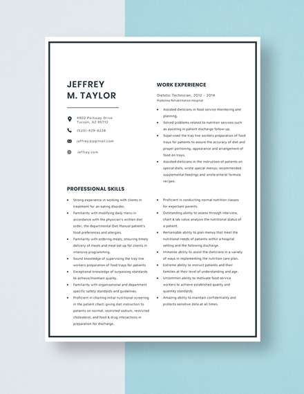 free-dietetic-technician-resume-template-word-apple-pages-template