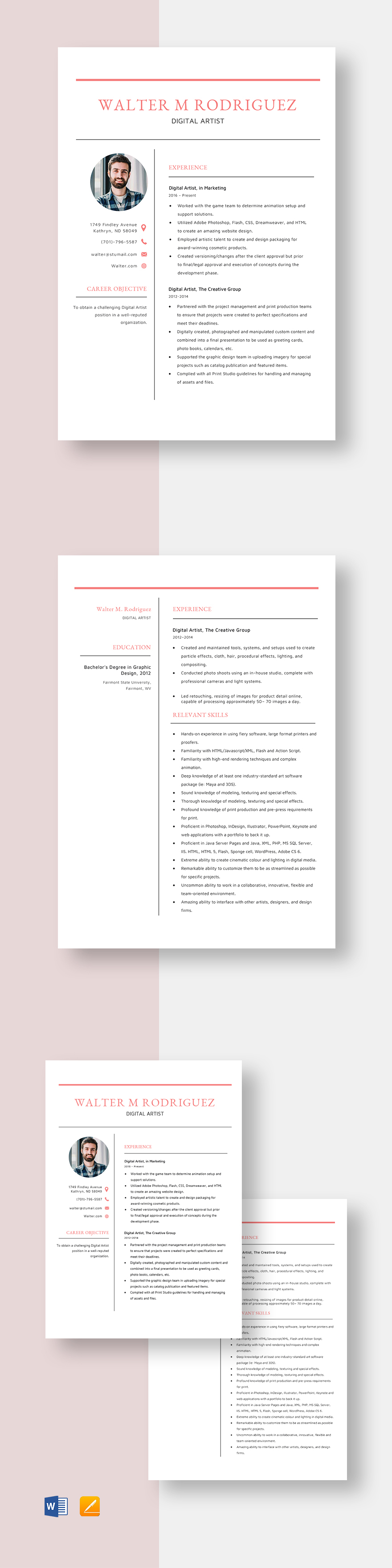 Digital Artist Resume Template - Word, Apple Pages | Template.net