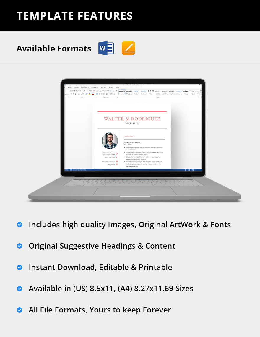 Digital Artist Resume Template - Word, Apple Pages | Template.net