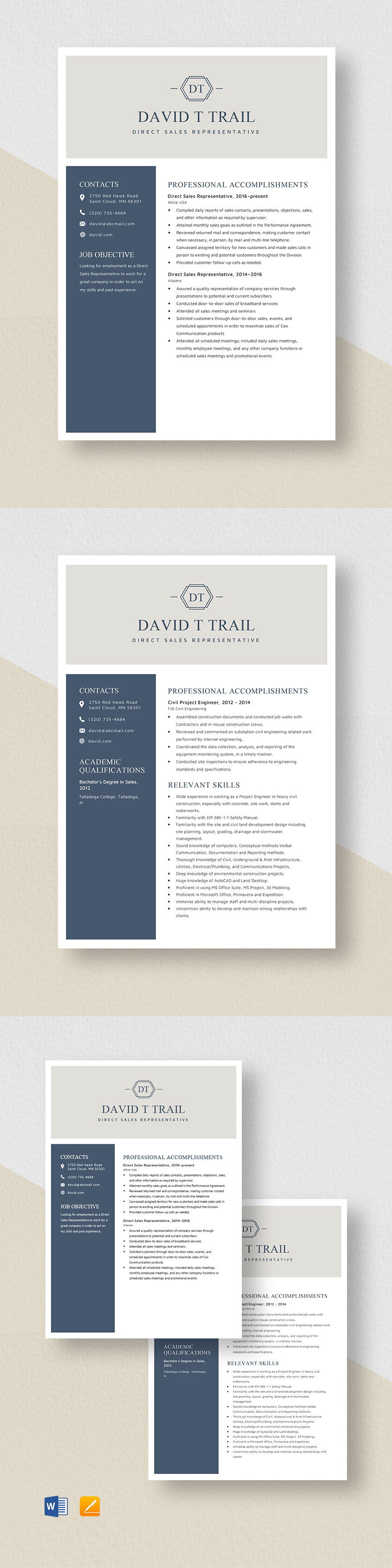Financial Sales Representative Resume Template - Word, Apple Pages ...