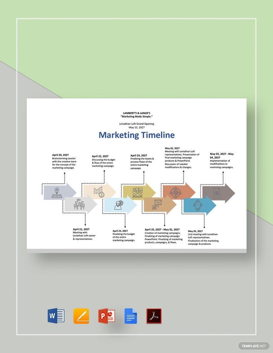 Marketing Timeline Template Google Docs PowerPoint Word Apple Pages PDF Template