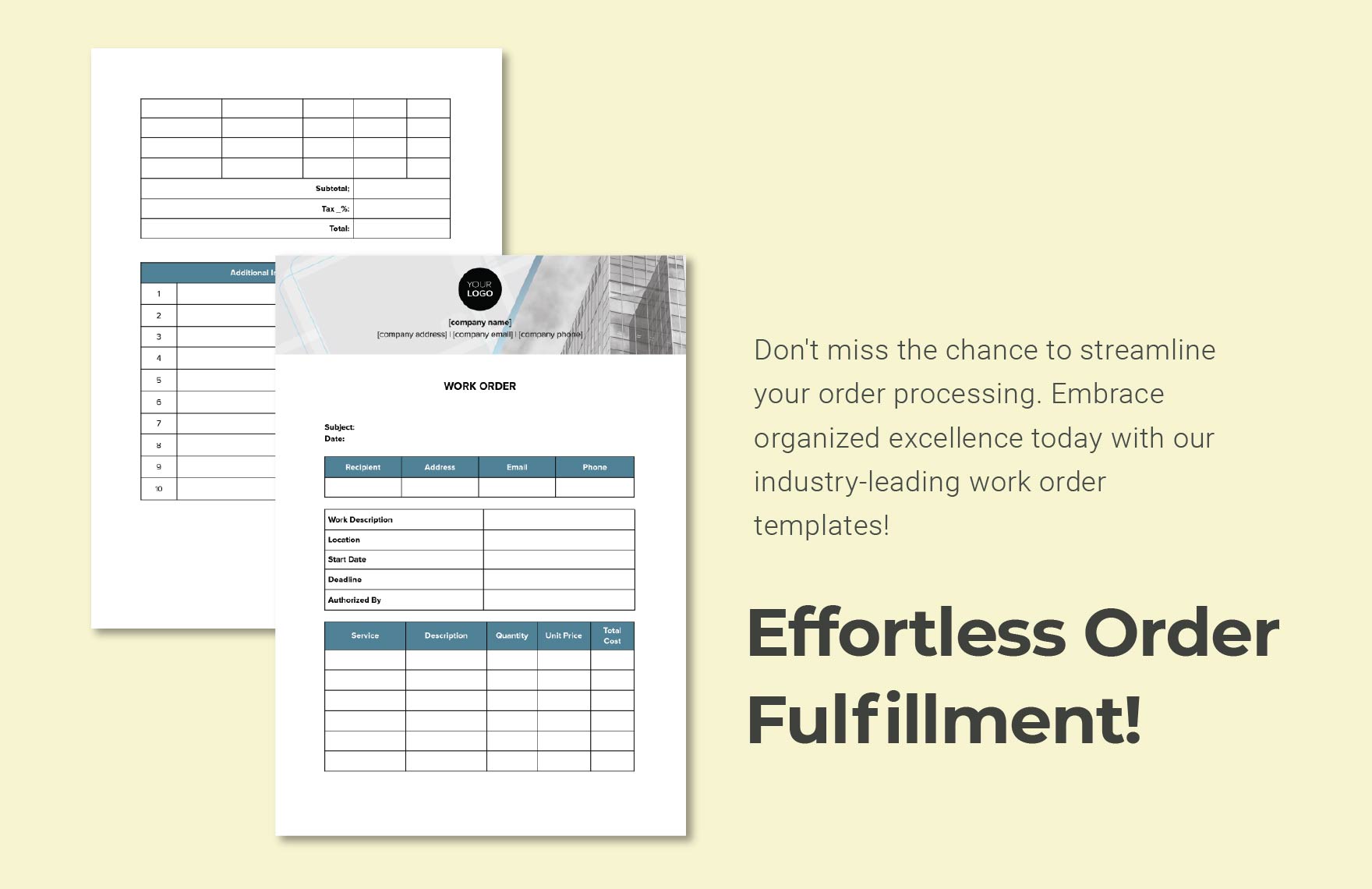 Free Blank Work Order Template - Download in Word, Google Docs, PDF ...