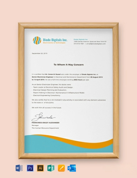 FREE Employee Experience Certificate Template - Word (DOC) | PSD ...