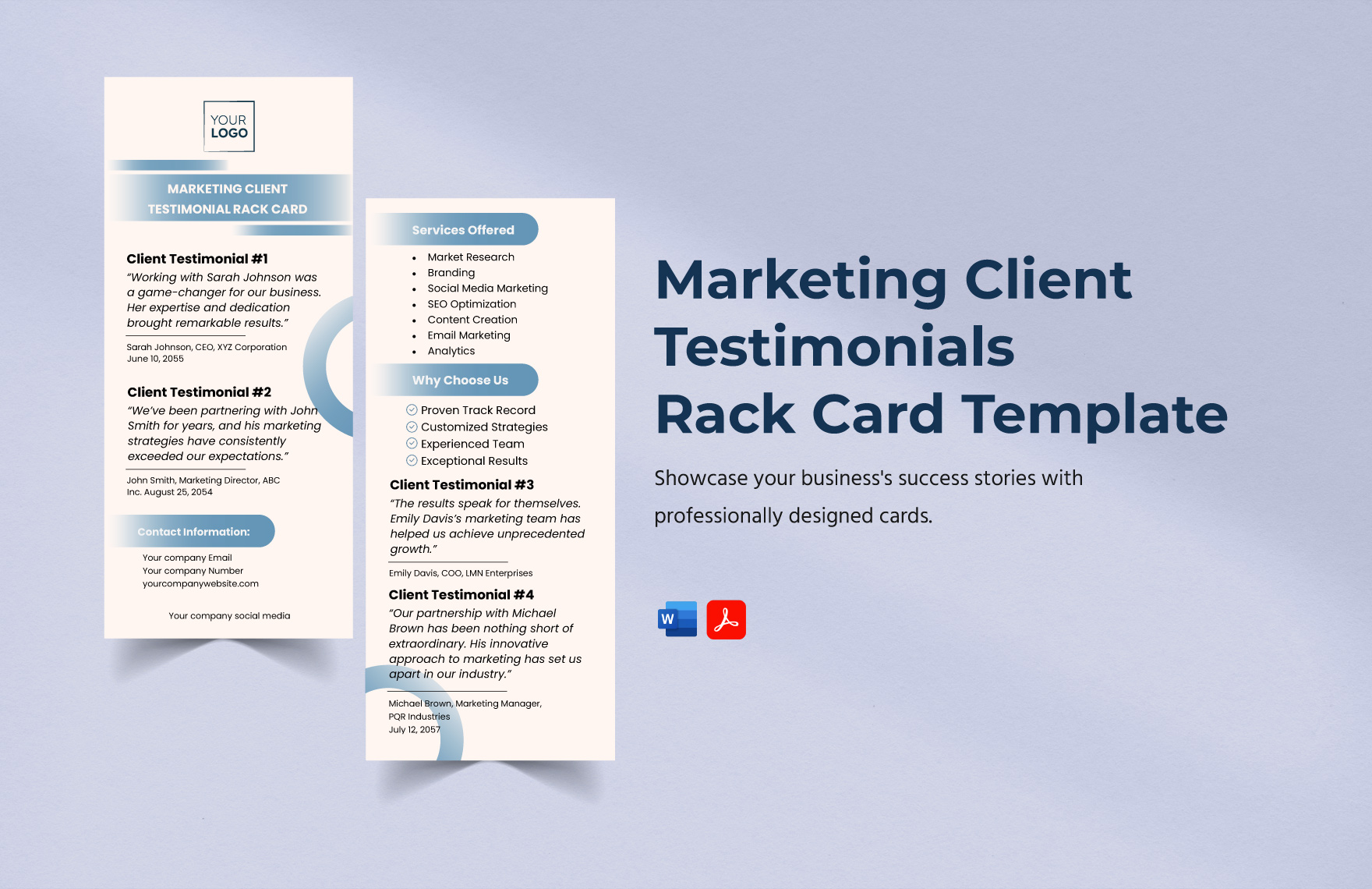 Marketing Client Testimonials Rack Card Template - Download in Word ...