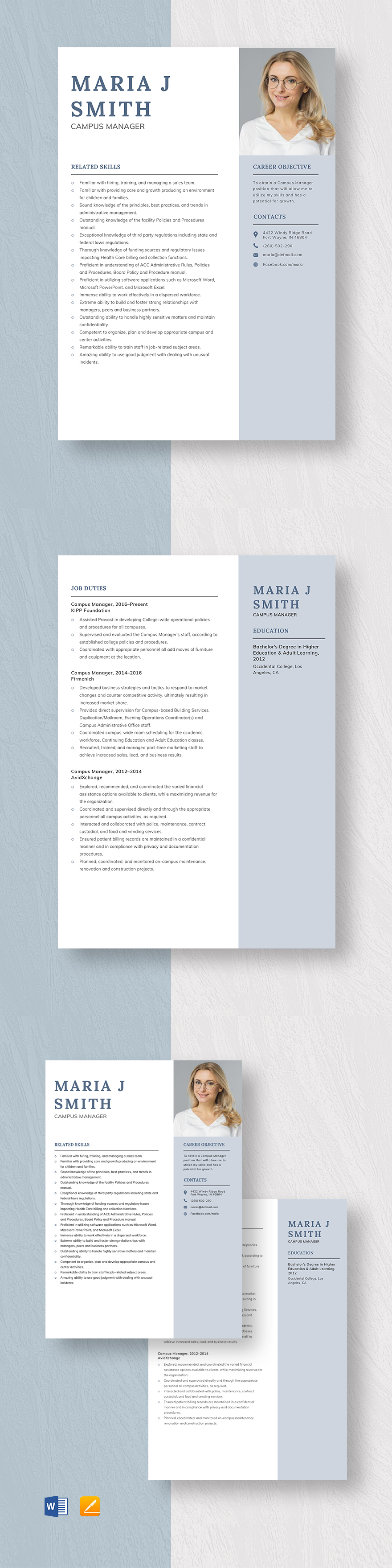 Free Campus Manager Resume Template - Word, Apple Pages | Template.net