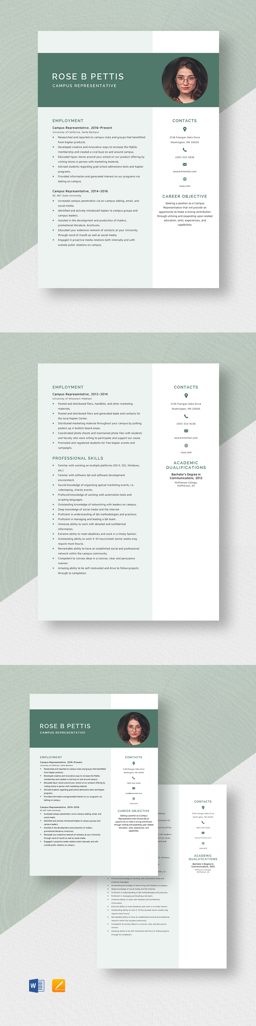 Campus Representative Resume Template - Word, Apple Pages | Template.net