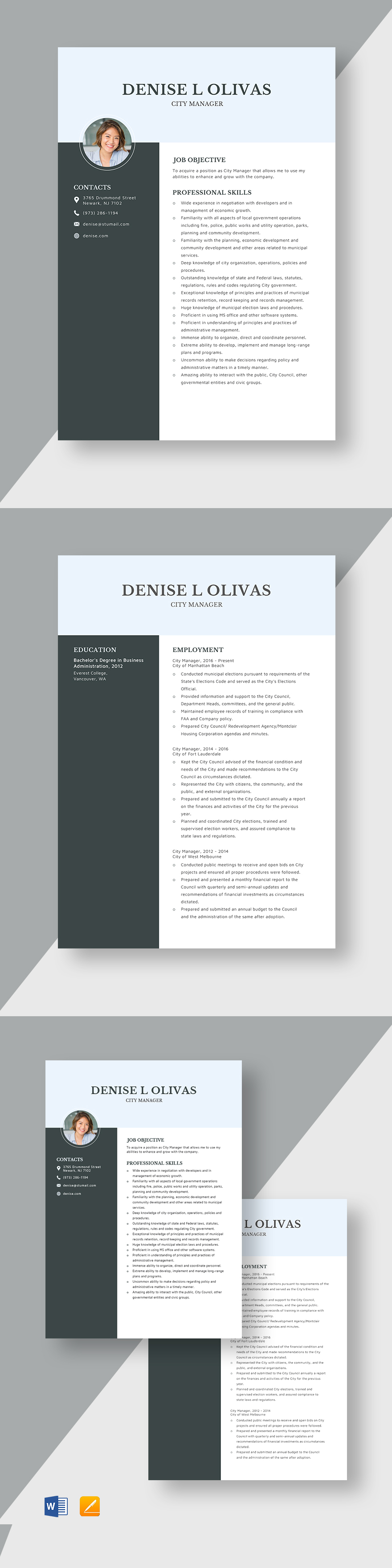 Free City Manager Resume Template - Word, Apple Pages | Template.net