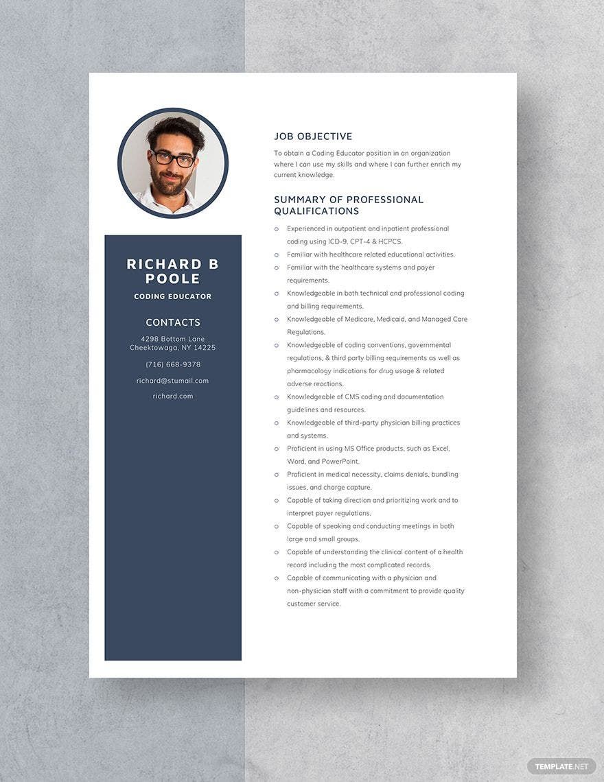 Free Coding Educator Resume Download In Word Apple Pages Template