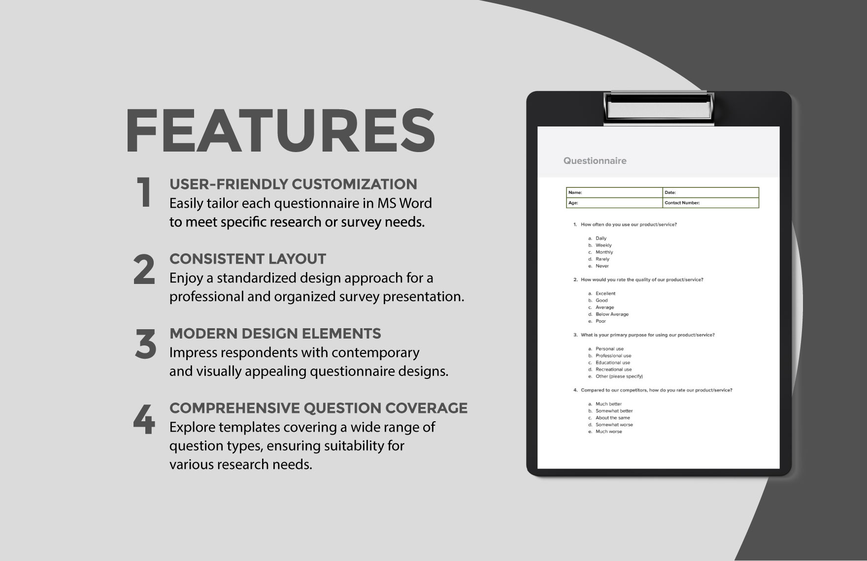 Free Sample Questionnaire Template - Download in Word, Google Docs, PDF ...