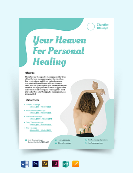 Massage Receipt Template Word Excel PSD InDesign Apple Pages 